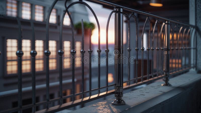 Photorealistic Image of a Loft Metal Railing Stock Illustration ...