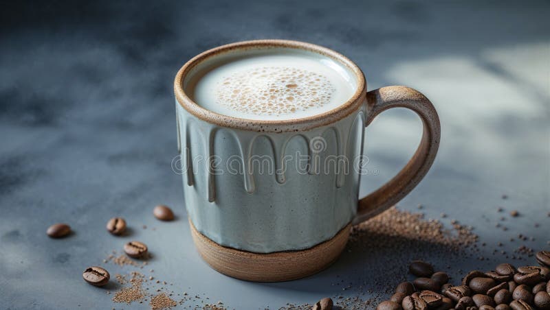 Photorealistic Image of a Milk Froth on Ceramic Mug Stock Illustration ...