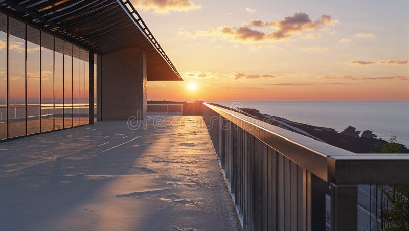 Photorealistic Image of a Minimalist Metal Railing Stock Illustration ...