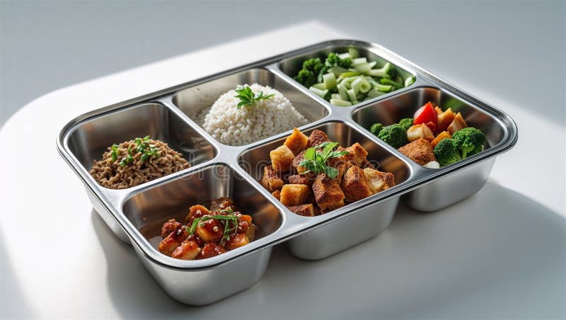 Photorealistic Image of a Multi-compartment Food Container on a White ...