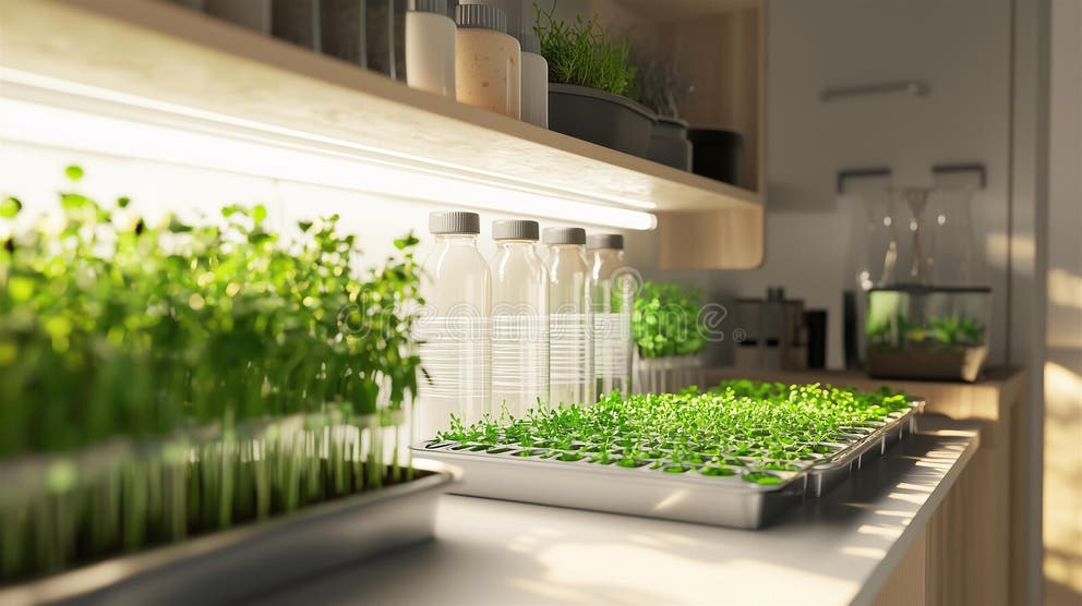 Photorealistic Image of an Organized Indoor Hydroponic Setup with ...