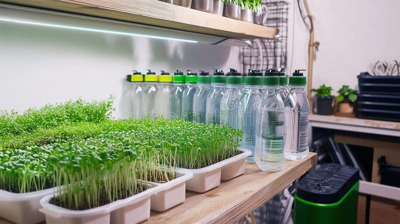 Photorealistic Image of an Organized Indoor Hydroponic Setup with ...