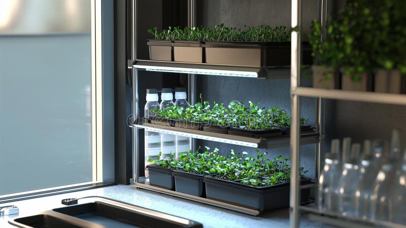 Photorealistic Image of an Organized Indoor Hydroponic Setup with ...