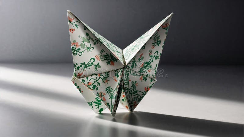 Photorealistic Image of a Origami Paper on a Glossy White Tabletop ...