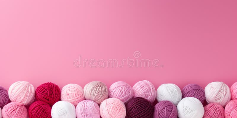 Photorealistic Image of Pink Balls of Wool Threads Stock Illustration ...