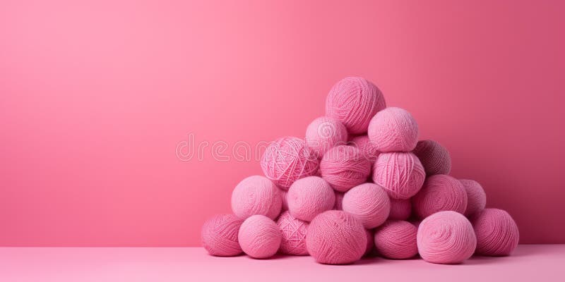 Photorealistic Image of Pink Balls of Wool Threads Stock Illustration ...