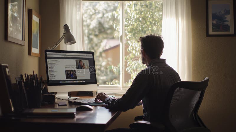 Photorealistic Image of a Professional in a Bright Home Office Taking ...