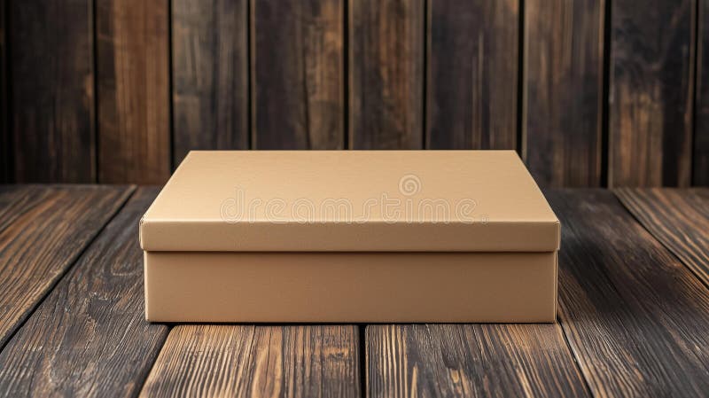 A Photorealistic Image of a Rectangular Cardboard Box with a Textured ...