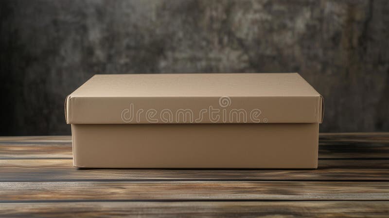 A Photorealistic Image of a Rectangular Cardboard Box with a Textured ...