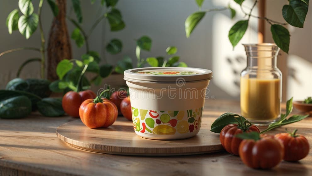 Photorealistic Image of a Reusable Soup Container Stock Illustration ...