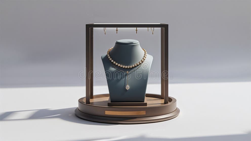 Photorealistic Image of a Rotating Jewelry Display Stand in a Modern ...