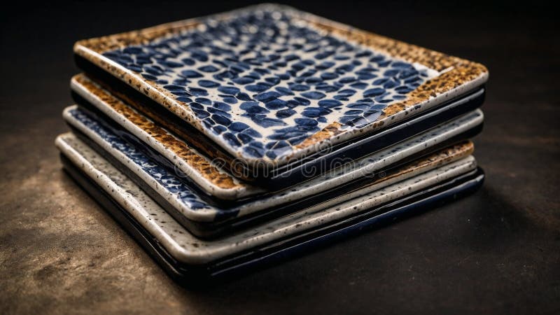 Photorealistic Image of a Set of Ceramic Coasters Stock Photo - Image ...