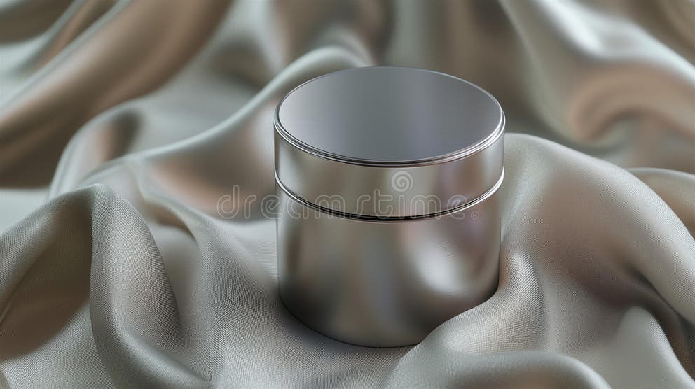 A Photorealistic Image of a Small Cylindrical Silver Box with a Smooth ...