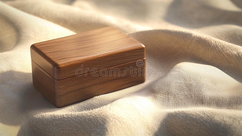 A Photorealistic Image of a Small Rectangular Wooden Box with a Smooth ...