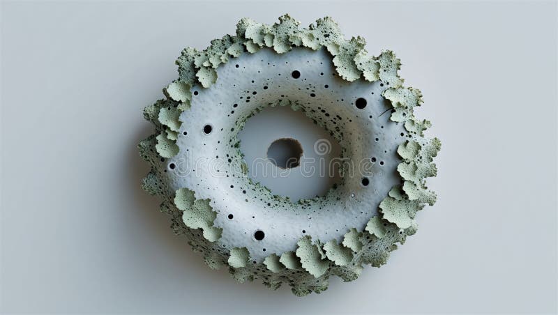 Photorealistic Image of a Smooth Lichen with Hole on a White Background ...
