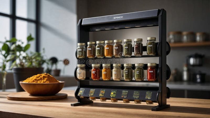 Photorealistic Image of a Solar Sensor Spice Rack in a Modern Studio ...