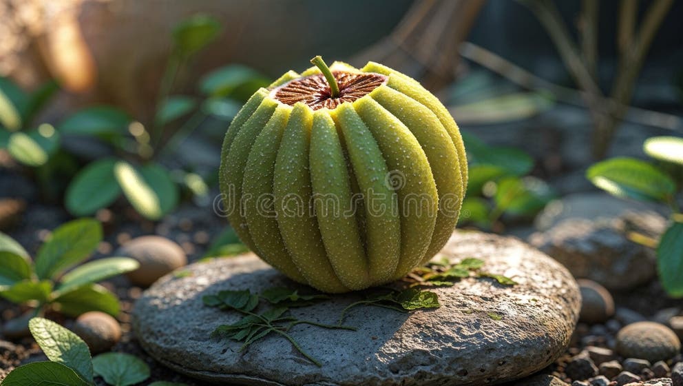 Photorealistic Image of a Squashed Fruit on Garden Stone Stock ...