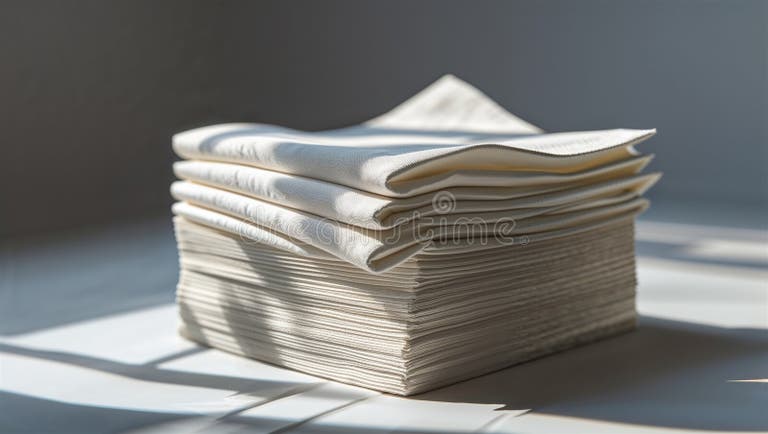 Photorealistic Image of a Stack of Dinner Napkins Stock Illustration ...