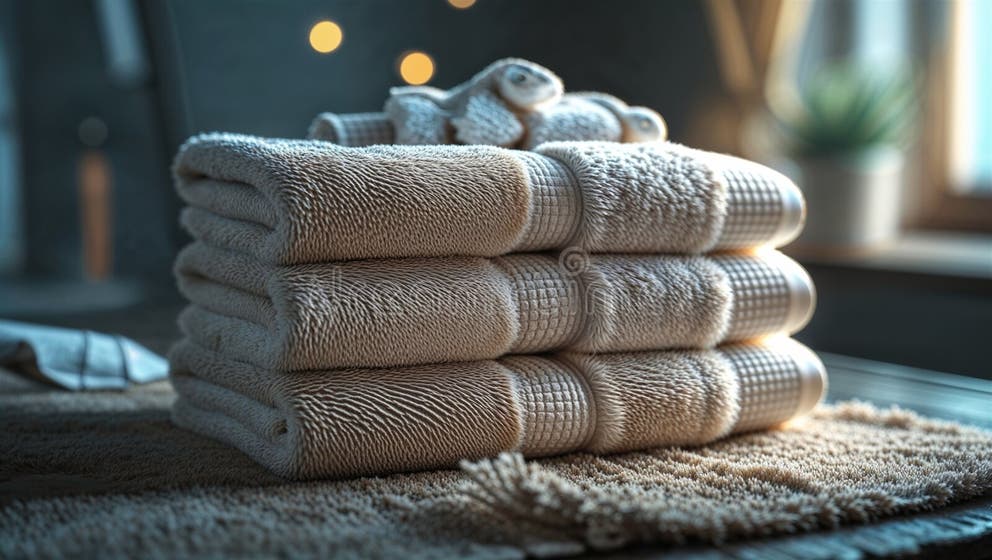 Photorealistic Image of a Stack of Microfiber Towels Stock Illustration ...