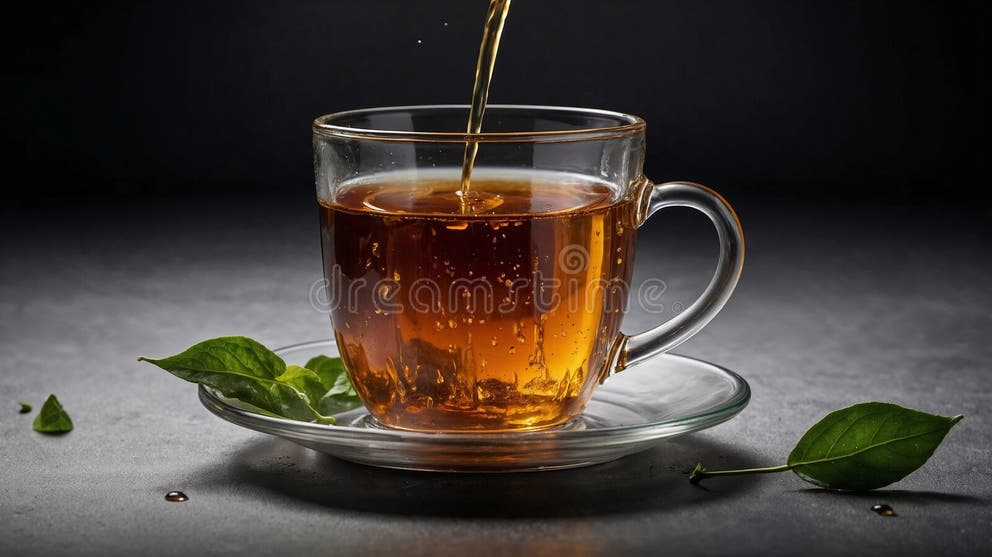 Photorealistic Image of a Tea Dripping into Glass Mug Stock Photo ...