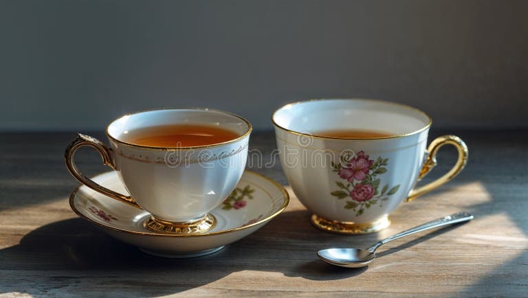 Photorealistic Image of a Teaspoon Next To Empty Teacup Stock ...