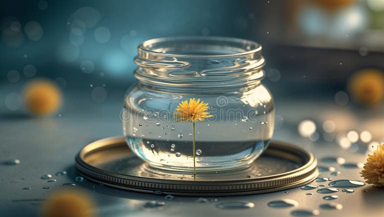 Photorealistic Image of a Tiny Water Ring beside Jar Lid Stock ...