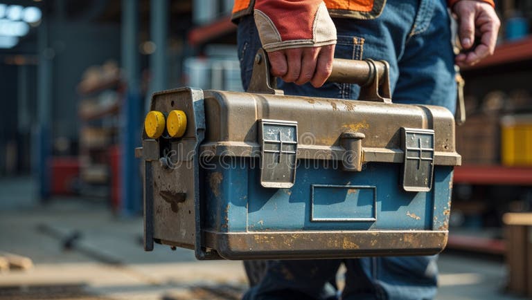 Photorealistic Image of a Toolbox Held in a Worker S Hand Stock ...