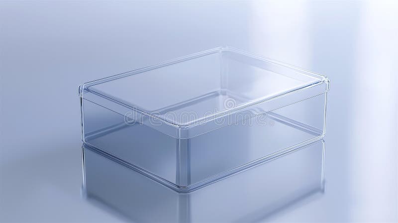 A Photorealistic Image of a Transparent Plastic Box with a Glossy ...