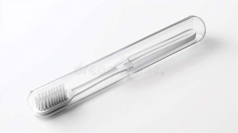 Photorealistic Image of a Transparent Plastic Toothbrush Case with a ...