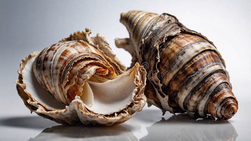 Photorealistic Image of a Wilted Shell Cut in Half on a White ...