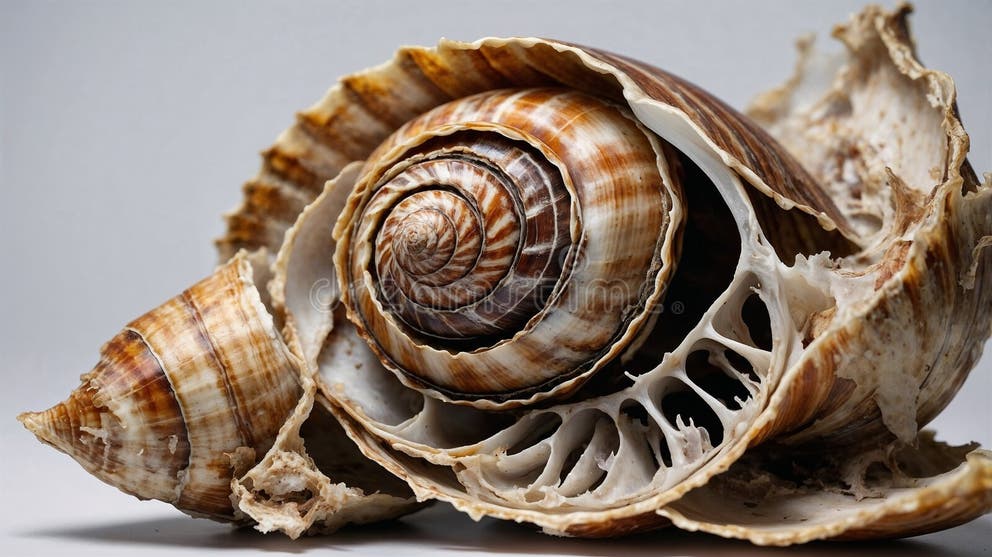 Photorealistic Image of a Wilted Shell Cut in Half on a White ...