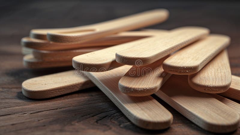 Photorealistic Image of a Wooden Popsicle Sticks Stock Illustration ...
