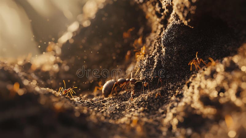 A Red Ant Colony is Building a Nest in a Brick Wall Stock Image - Image ...