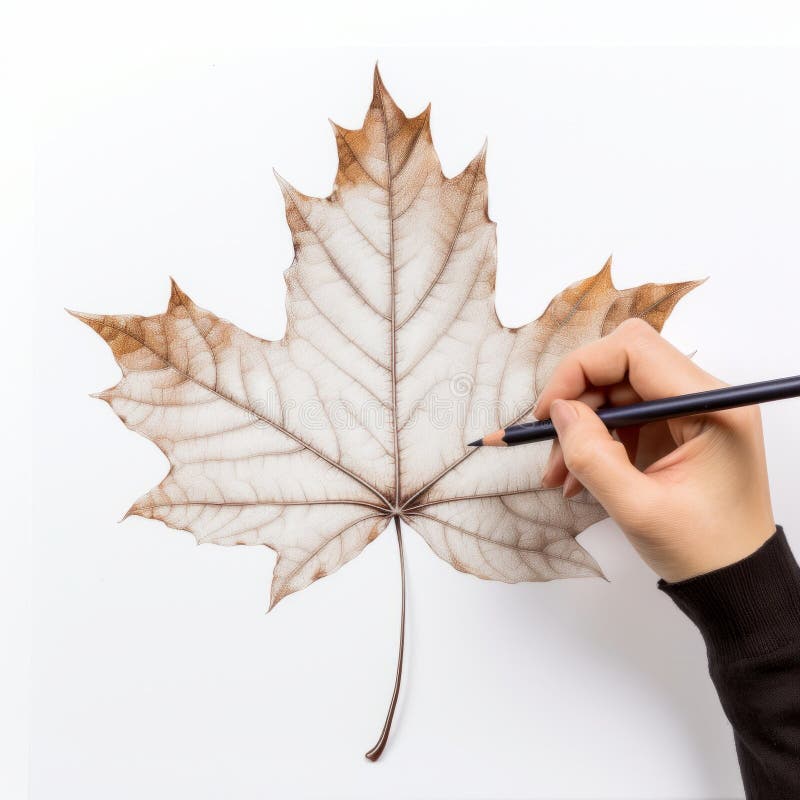 Photorealistic Maple Leaf Drawing with Gothic References Stock ...