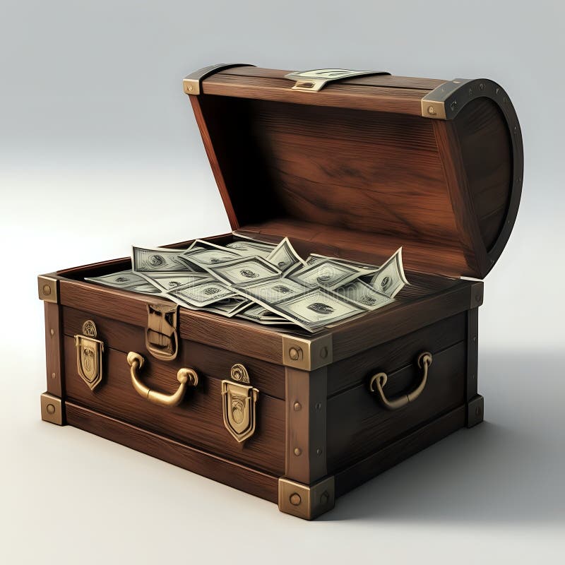 Photorealistic Money with Chest - Generated by Ai Stock Illustration - Illustration of trunk ...