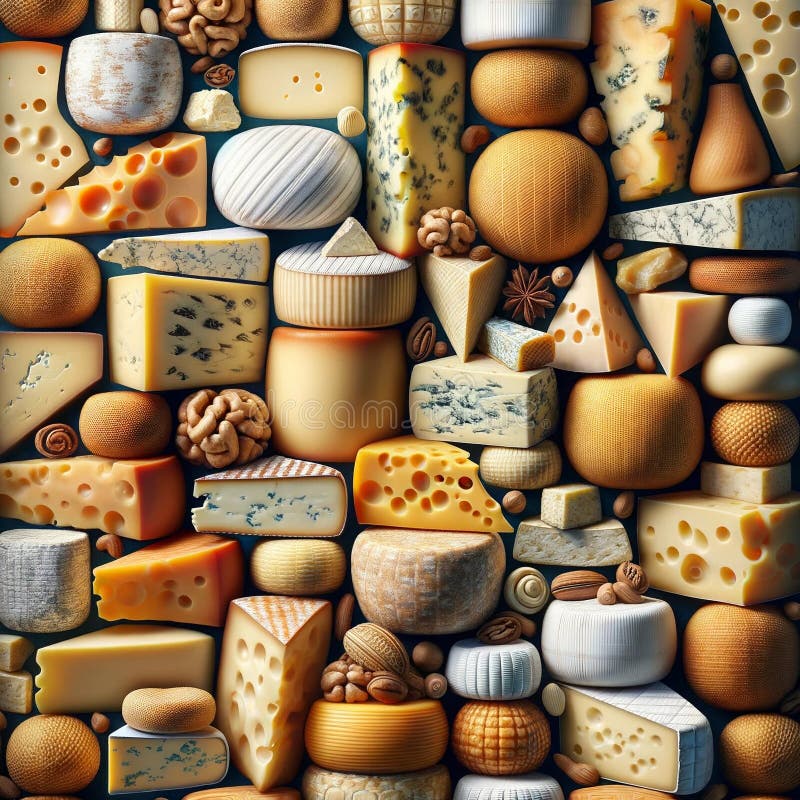 Cheese and Nut Painting with Assorted Varieties, Photorealistic Food ...