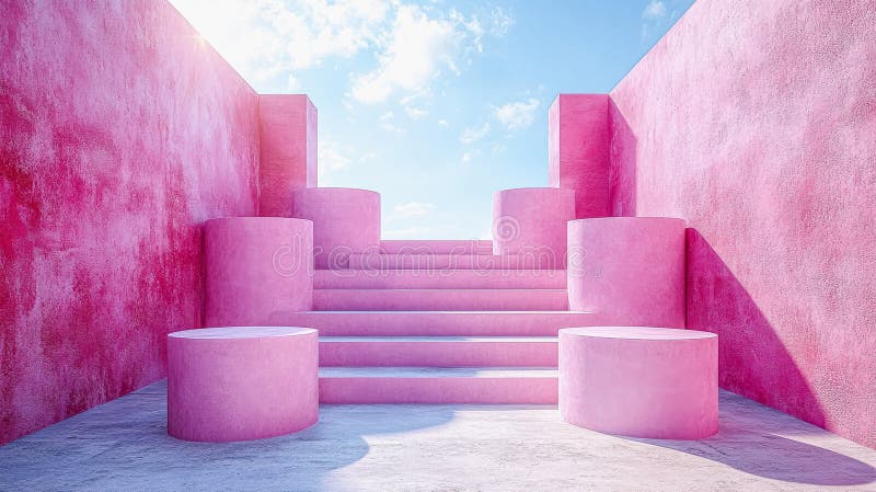 Photorealistic Pink Architectural Mockup in a Modern Outdoor Setting ...