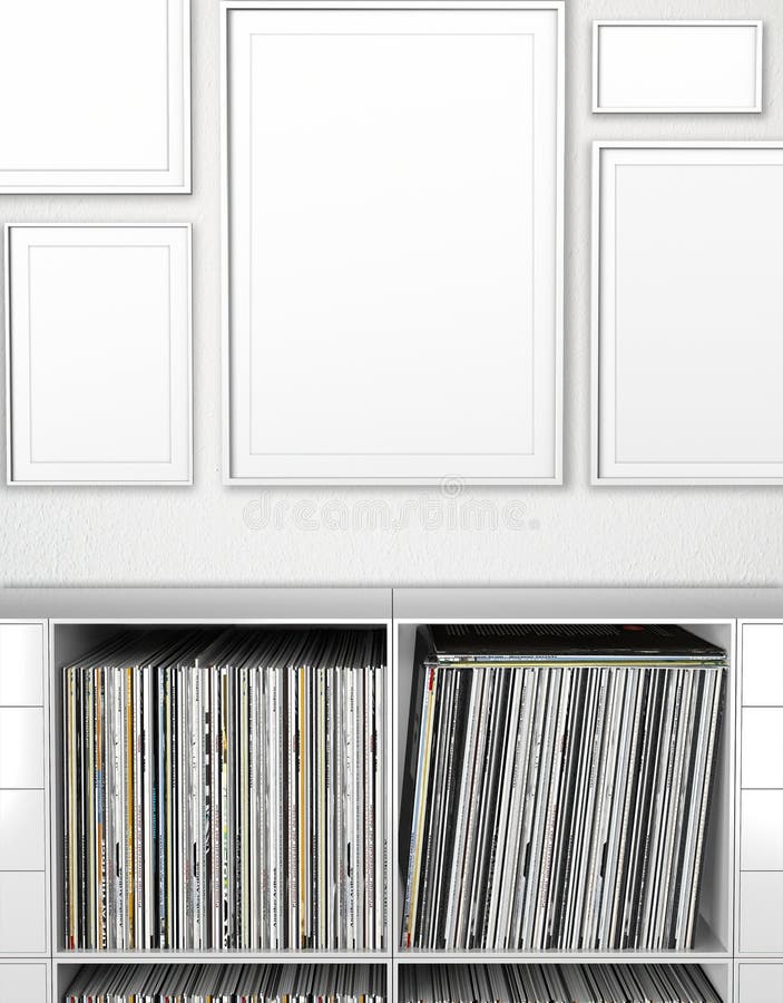 Photorealistic Poster Mockup Frames with Empty Bookcase 3mm 5 Frame ...