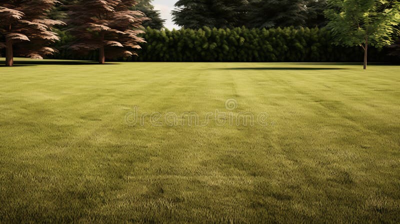 Photorealistic Renderings of Empty Grassy Lawn in Medium Brown Stock ...