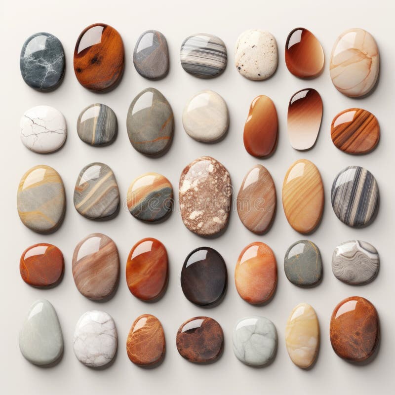 Photorealistic Rounded Marble Pebble Stones in Rust Color - Top View ...