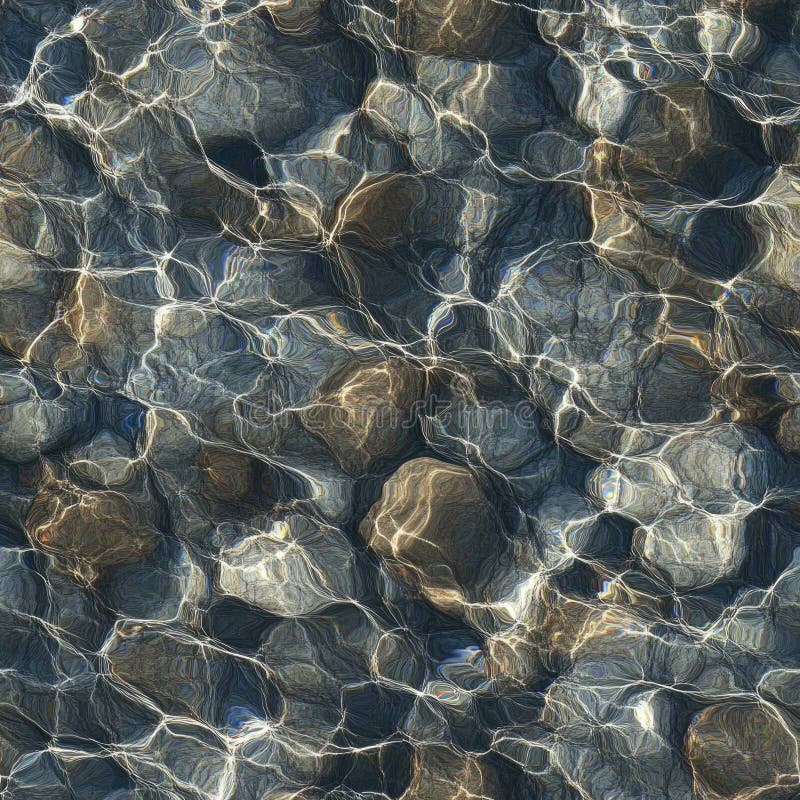 Photorealistic Seamless Texture of River Water Flowing Over Rocks Stock ...