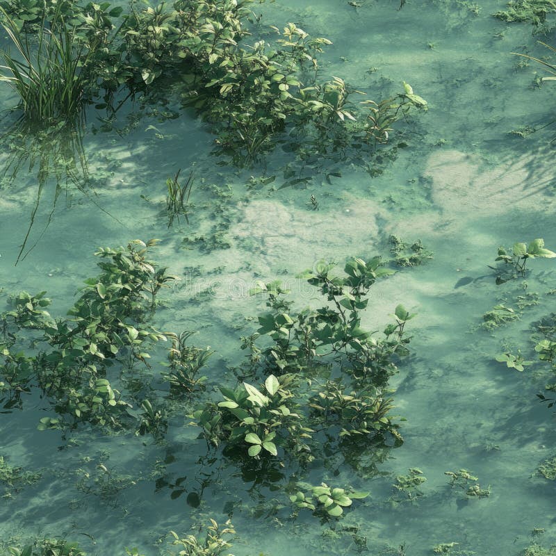 Photorealistic Seamless Texture of Shallow Freshwater Pond Stock Image ...
