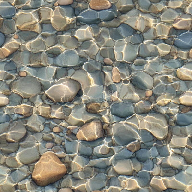 Photorealistic Seamless Texture of Shallow River with Clear Water Stock ...