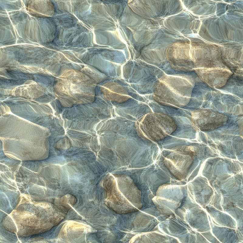 Photorealistic Seamless Texture of Shallow River with Clear Water Stock Image - Image of tile ...