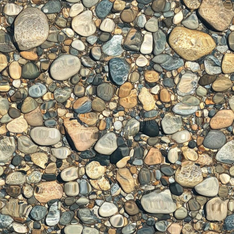 Photorealistic Seamless Texture of Shallow River with Clear Water Stock ...