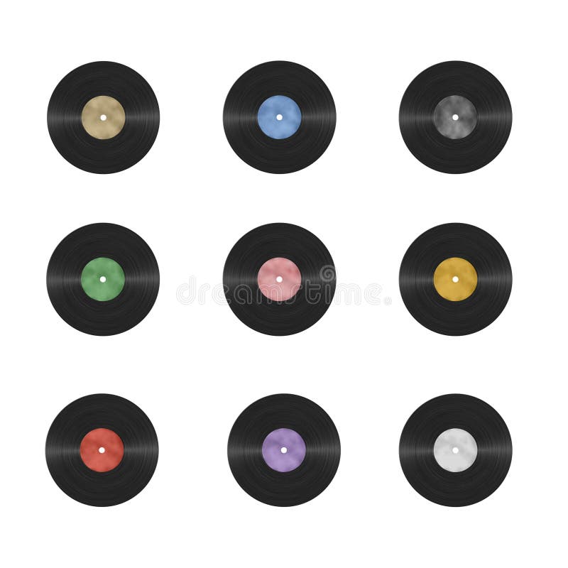 Photorealistic Vinyl Record Multicolored Labels Stock Illustration ...
