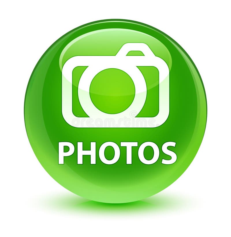 Photos (camera Icon) Glassy Green Round Button Stock Illustration ...
