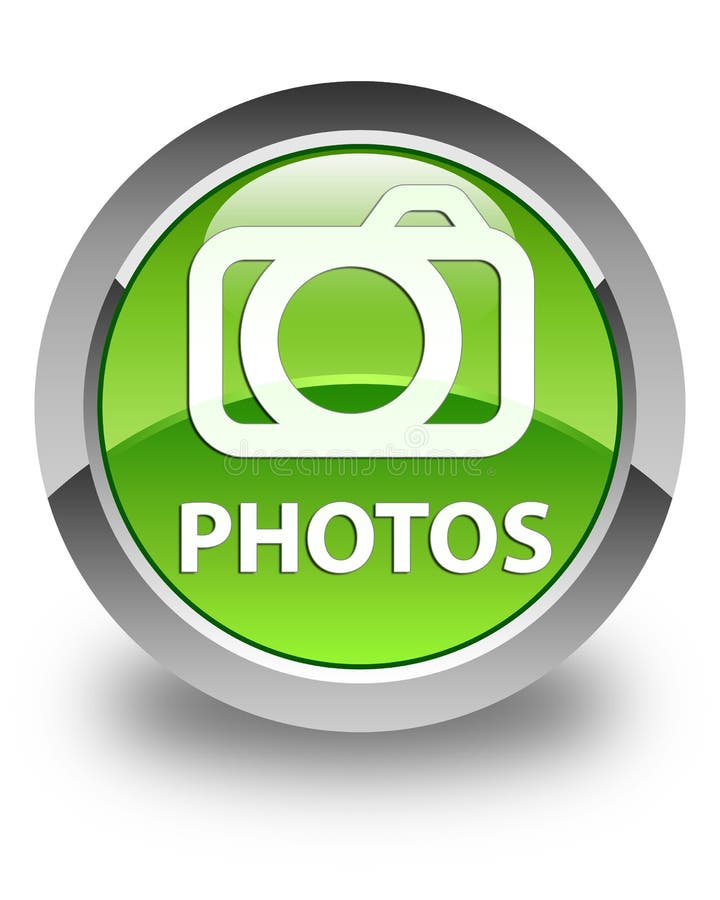 Photos (camera Icon) Glossy Green Round Button Stock Illustration ...