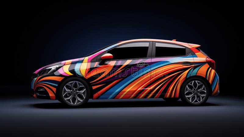 Photos of a Car Adorned with Abstract Lines and Patterns through ...