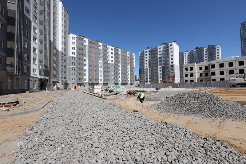 Photos of the Construction Process of the Residential Complex Editorial ...